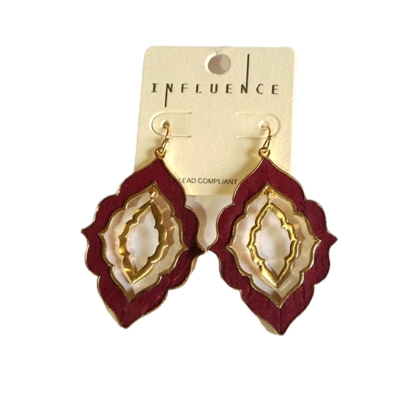 Influence | Jewelry | Maroon Enamel Dangling Pierced Earrings | Poshmark